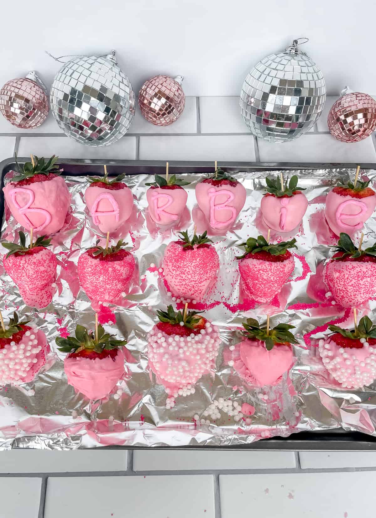 Pink Chocolate Covered Strawberries (with White Chocolate)