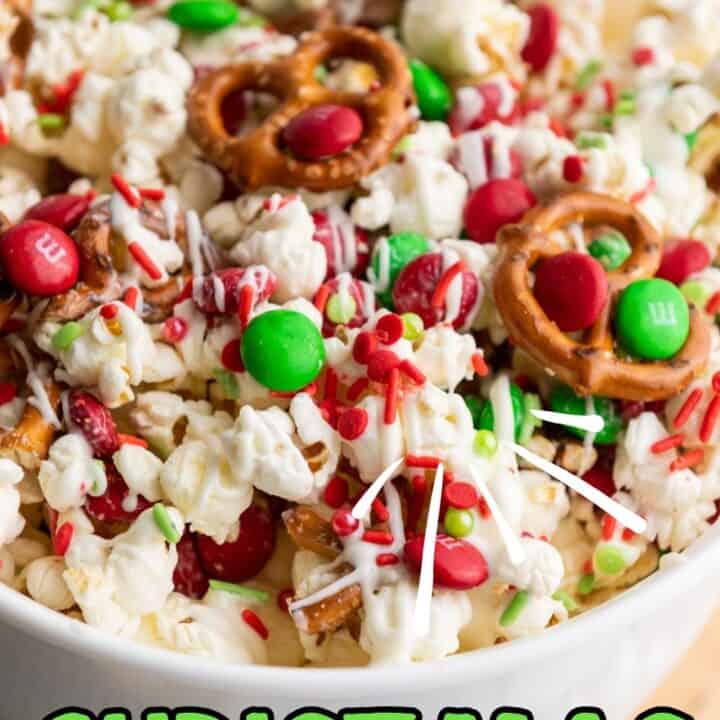 Christmas Popcorn (Festive, Sweet & Salty Holiday Snack Mix)