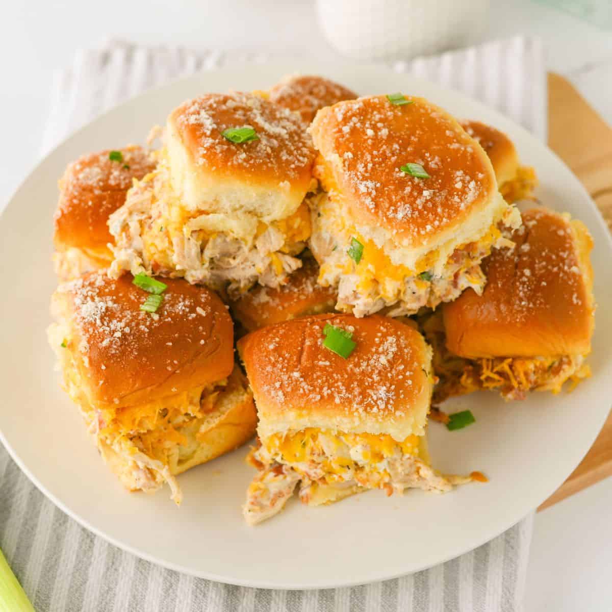 Easy Chicken Bacon Ranch Sliders on Hawaiian Rolls
