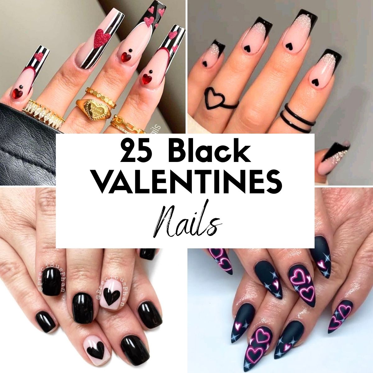 25 Black Valentines Nails - Hairs Out of Place