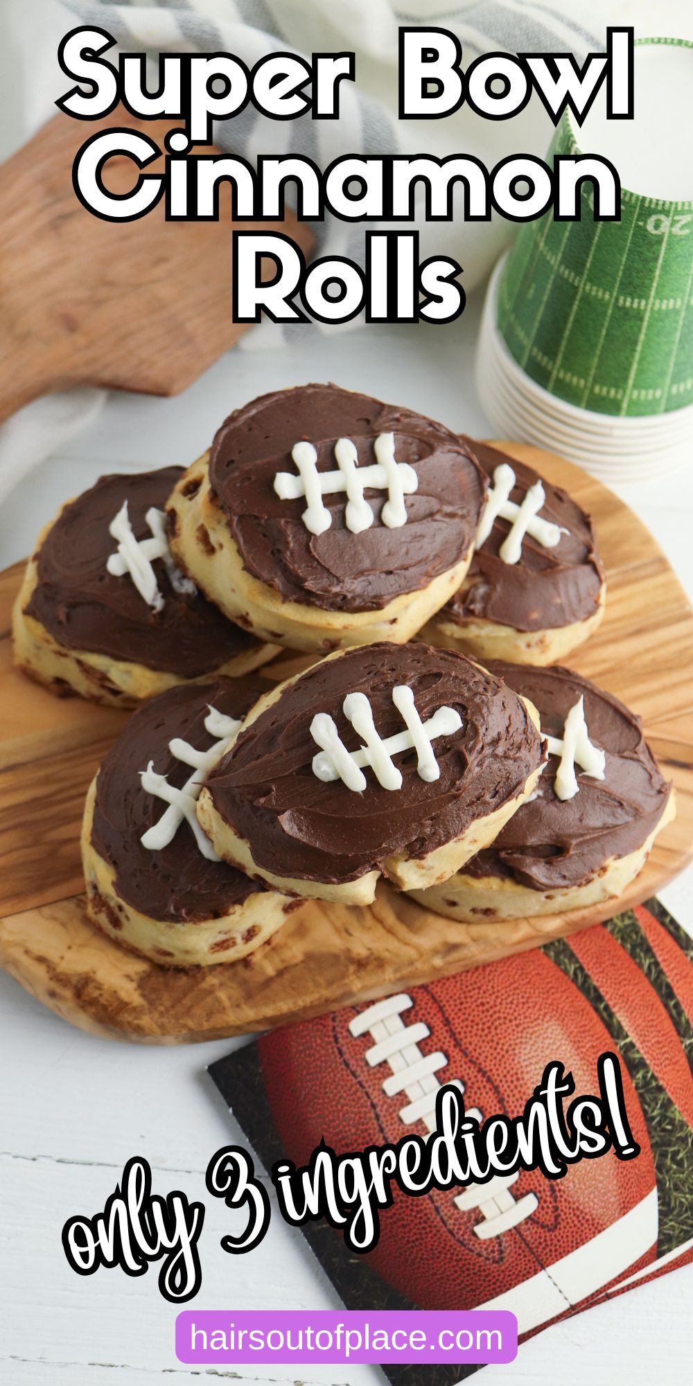 Super Bowl Cinnamon Rolls (Easy Football-Shaped Dessert)