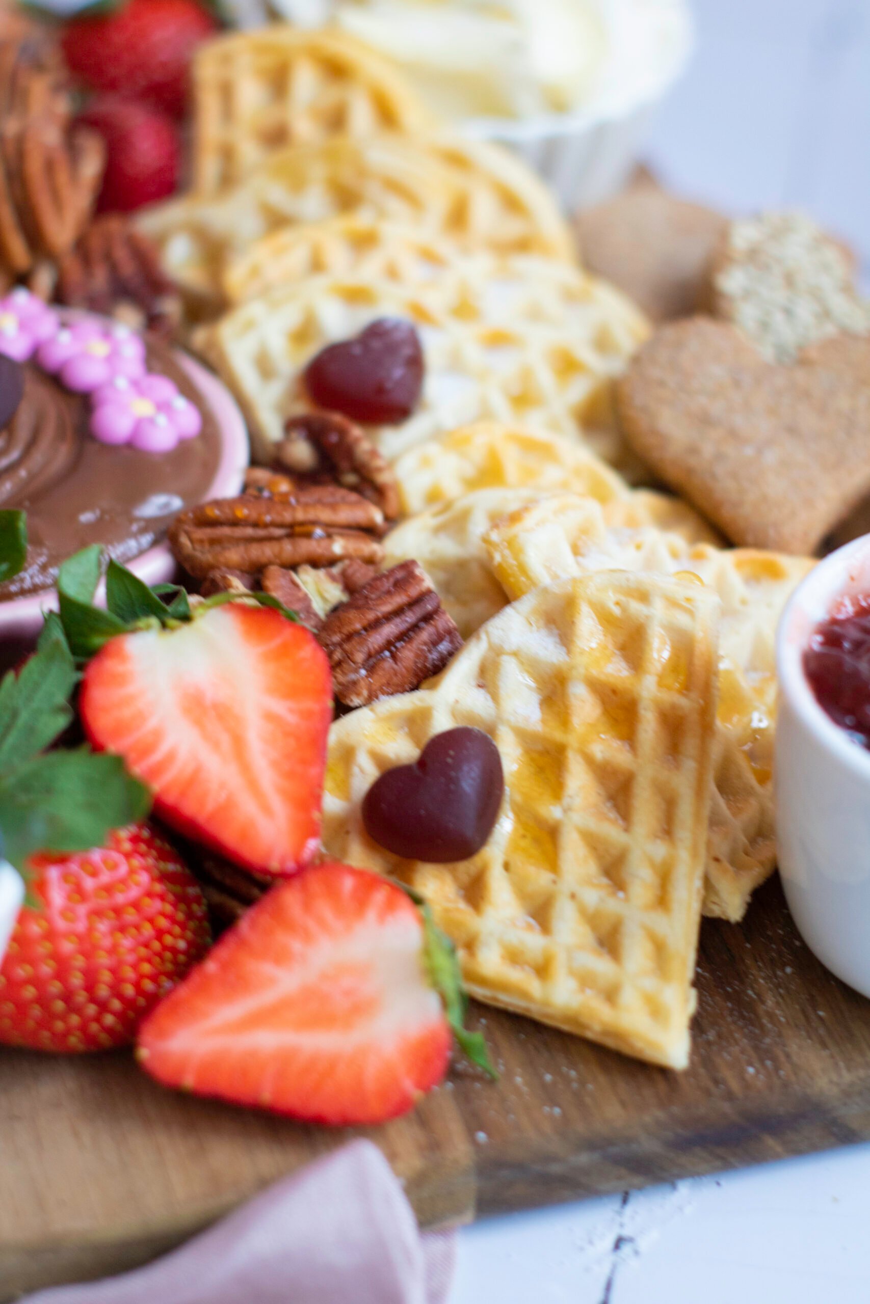 Valentine’s Day Breakfast Board with Heart Waffles