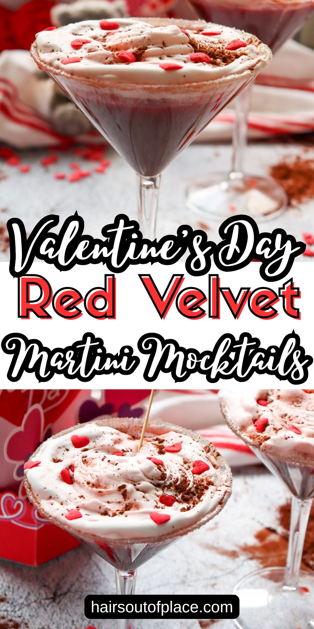 Red Velvet Martini Mocktail (Easy Non Alcoholic Valentine Drink)