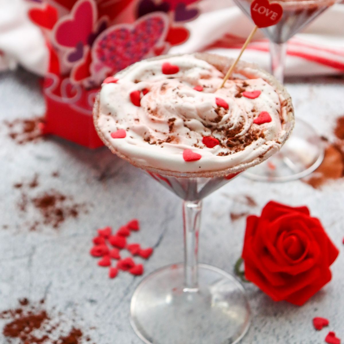 Red Velvet Martini Mocktail (Easy Non Alcoholic Valentine Drink)