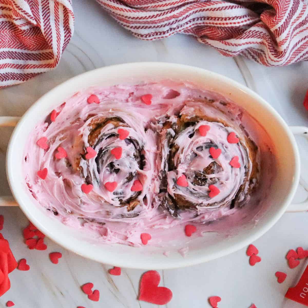 Valentine Cinnamon Rolls for Two (Small Batch & Extra Cozy)