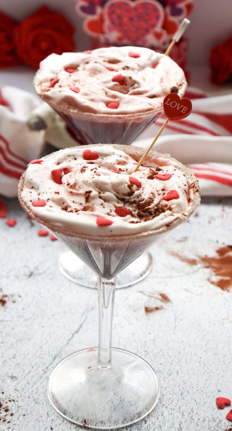 Red Velvet Martini Mocktail (Easy Non Alcoholic Valentine Drink)